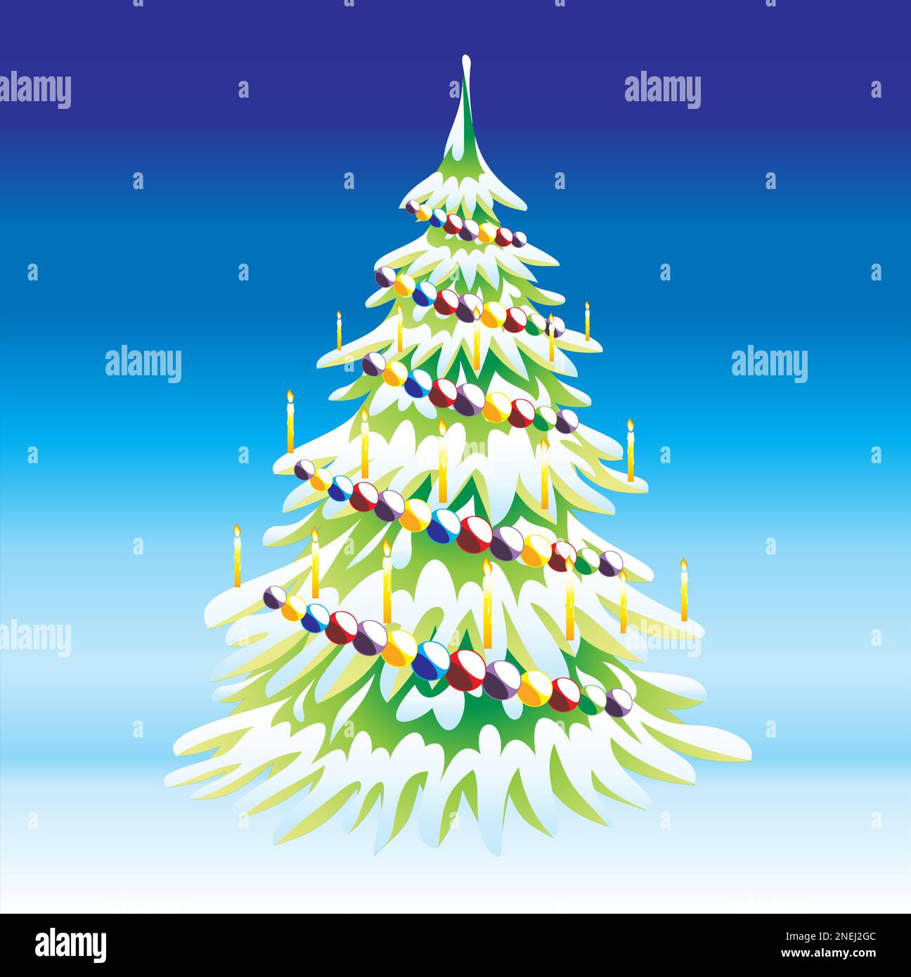Christmas tree decorated for holiday celebration, cartoon fur tree with ...