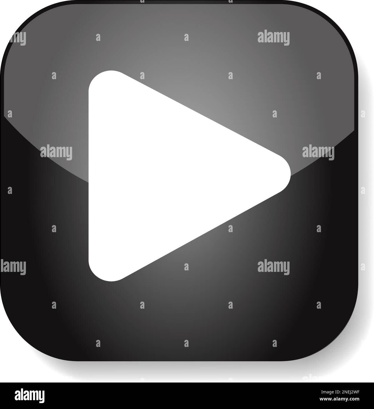 Black play button symbol with shadow, video streaming, broadcasting ...