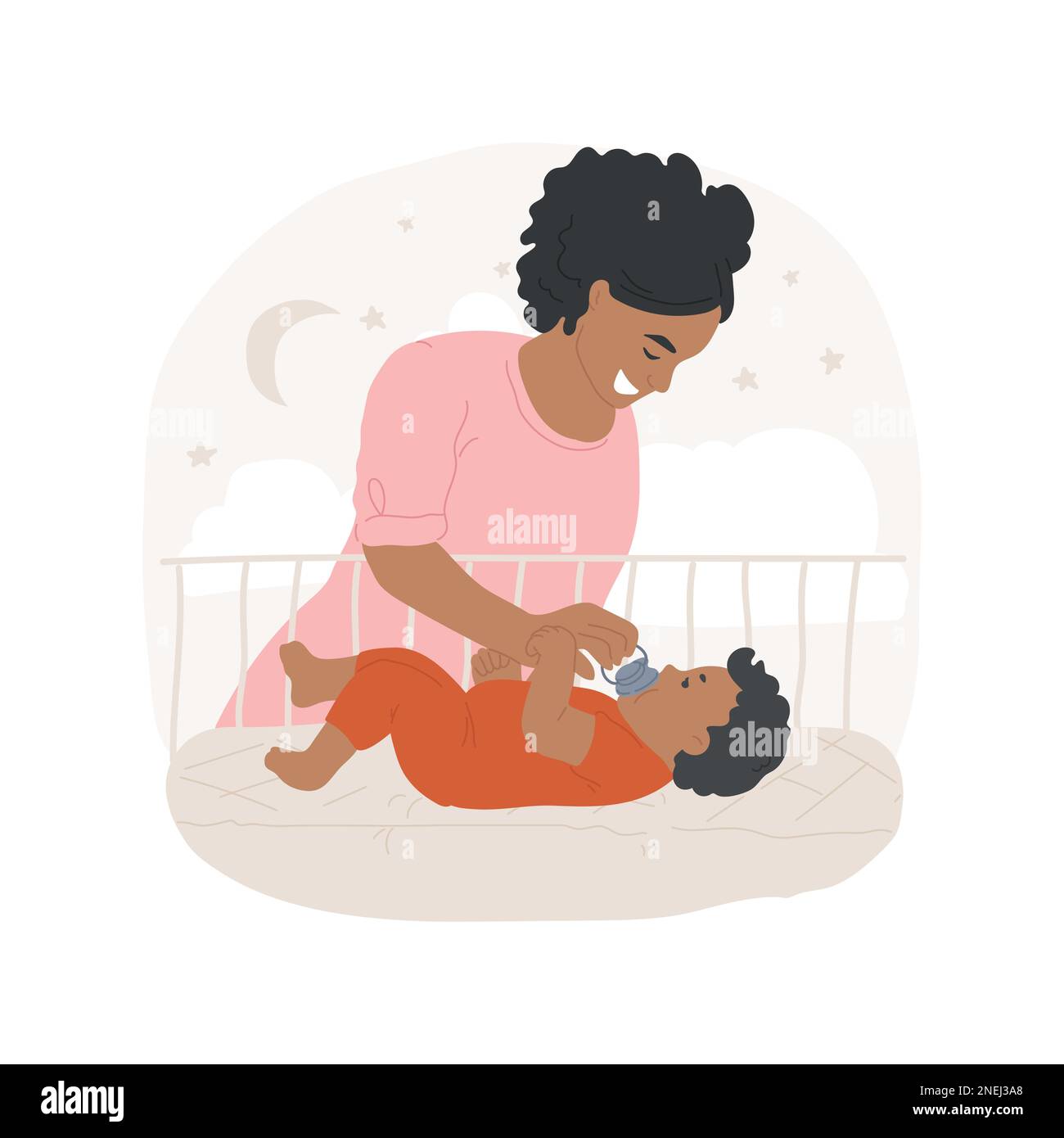 Introducing pacifier isolated cartoon vector illustration. Mom gives ...