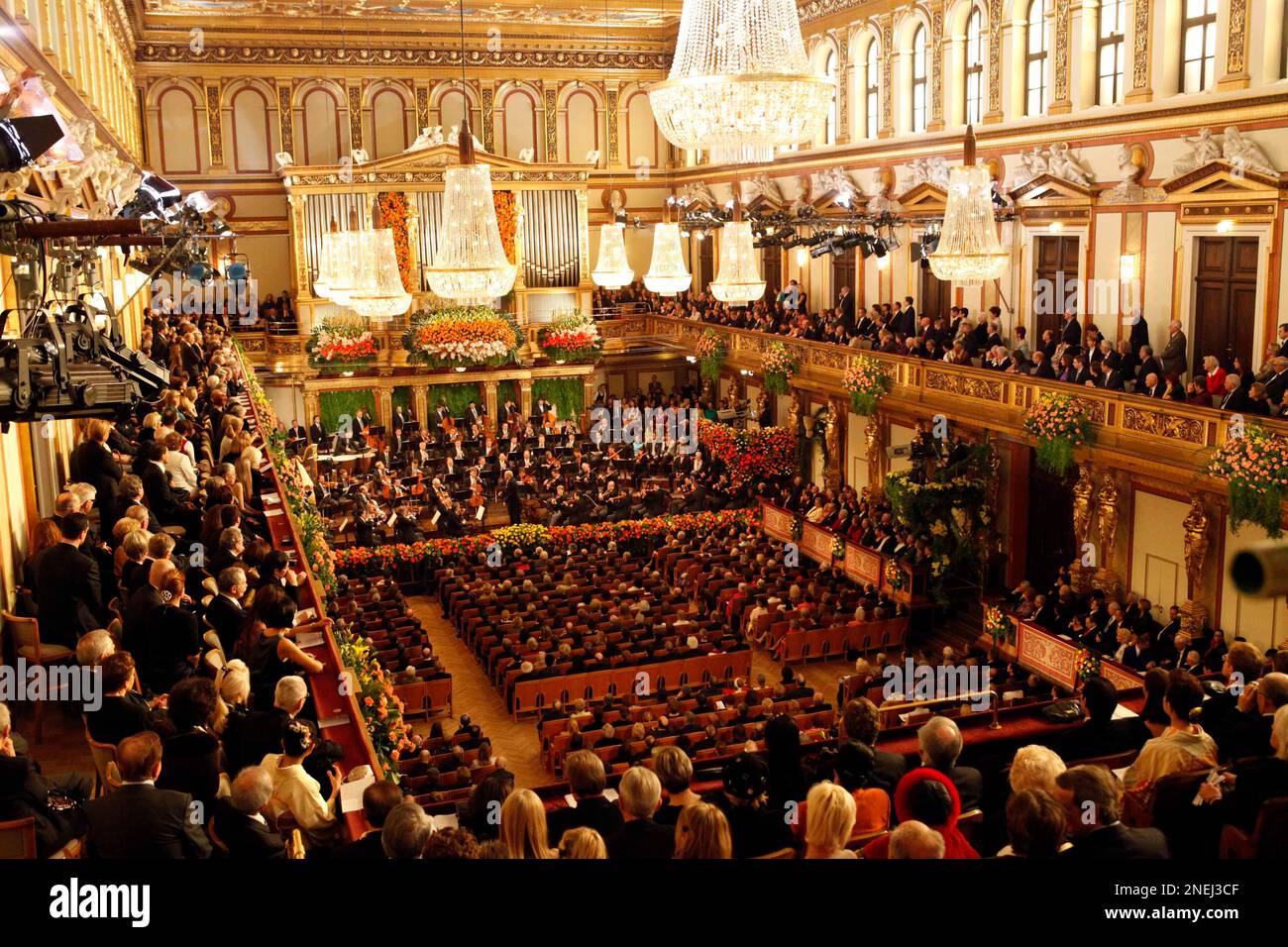 Overview of the golden hall at Vienna's Musikverein during the ...