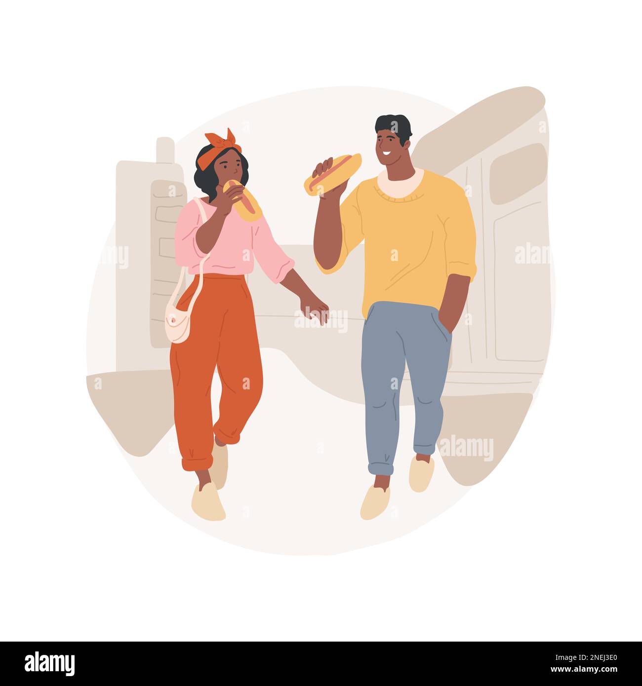 Snack on the go isolated cartoon vector illustration. Happy couple ...