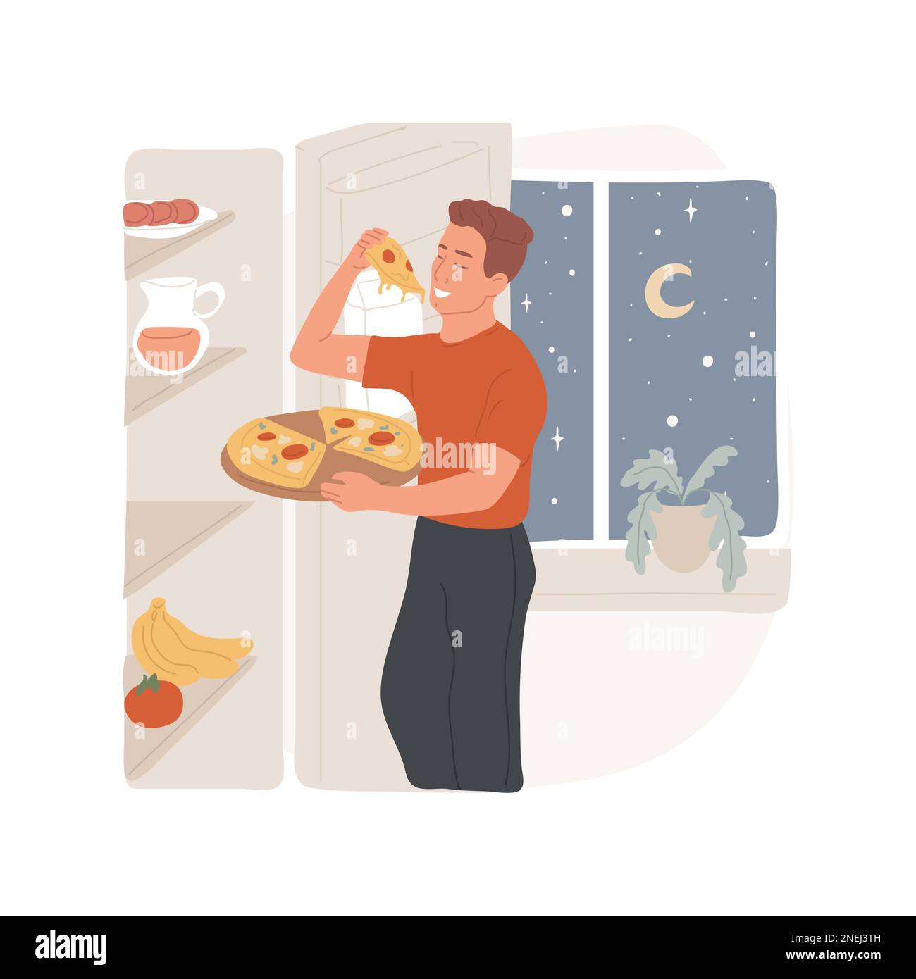 Eating at night isolated cartoon vector illustration. Secret eaters ...