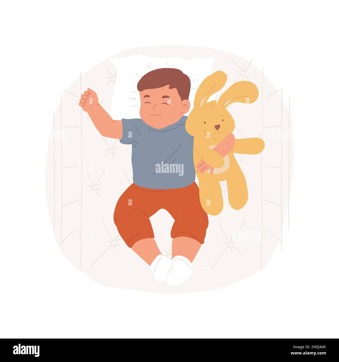 Favorite toy isolated cartoon vector illustration. Little child sleeps ...