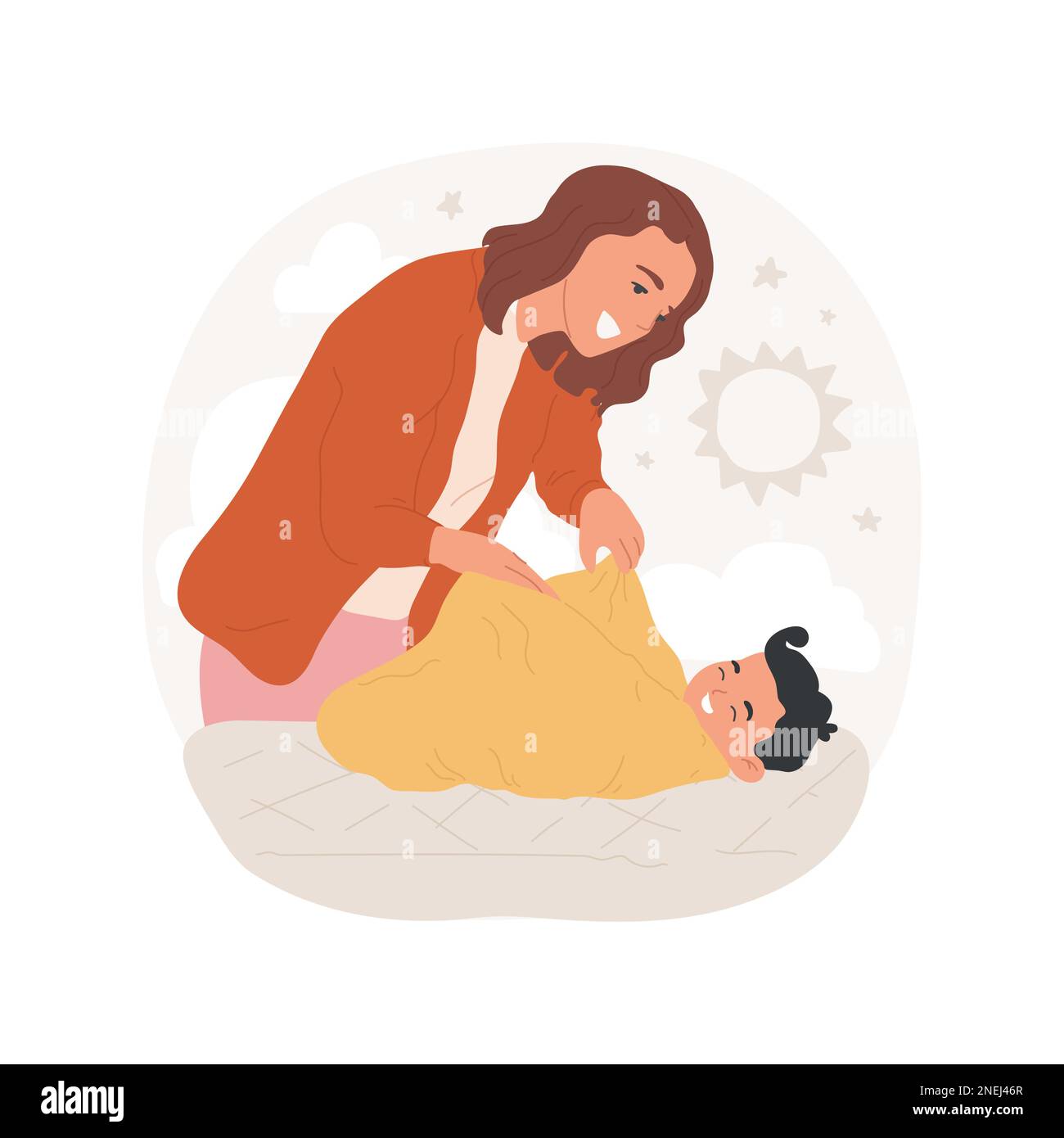 Swaddling isolated cartoon vector illustration. Young mom swaddling her ...