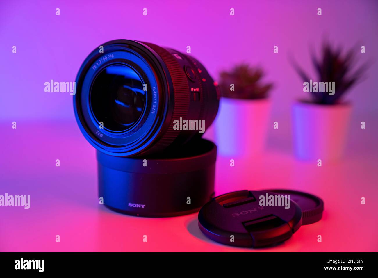 Sony G-Master SEL FE 50mm f 1.2 GM lens. Selective focus photo close up ...