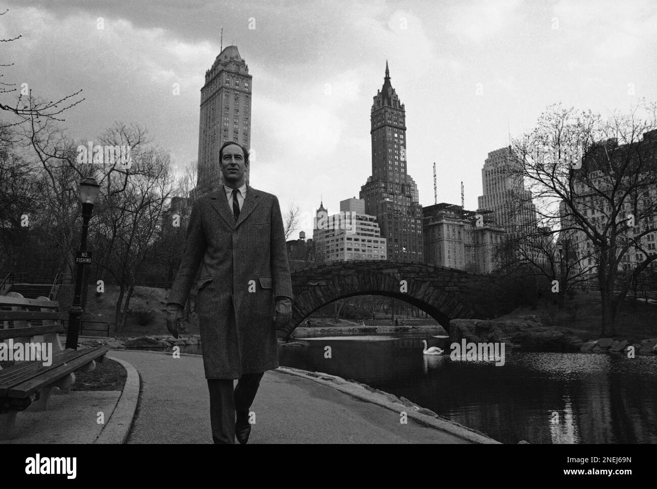 Parks Commissioner Thomas P. F. Hoving in his back yard at Central Park ...