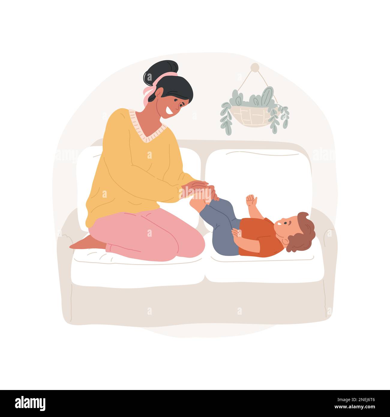 Massage isolated cartoon vector illustration. Mom making a massage to ...