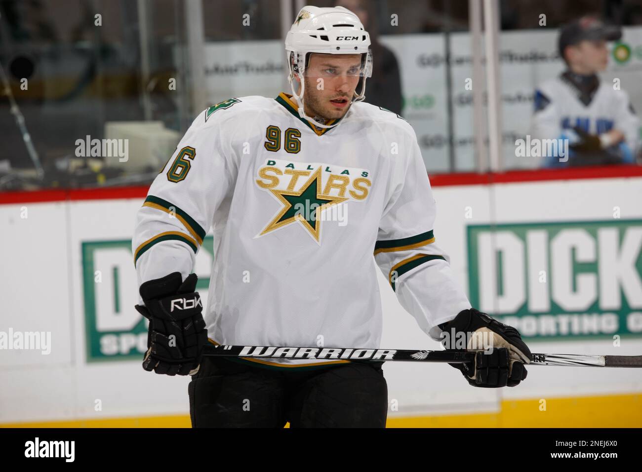 Dallas Stars left winger Fabian Brunnstrom, of Sweden, warms up before ...