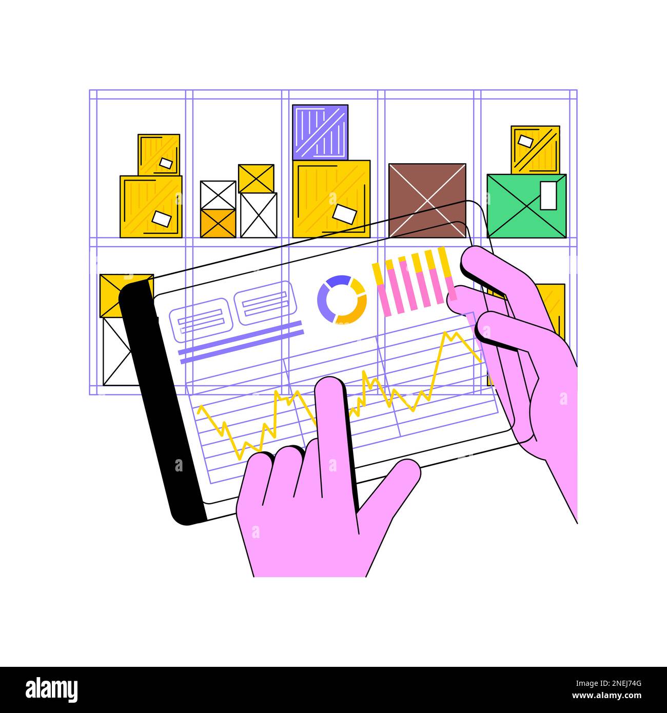 IoT in warehousing isolated cartoon vector illustrations. Smart ...