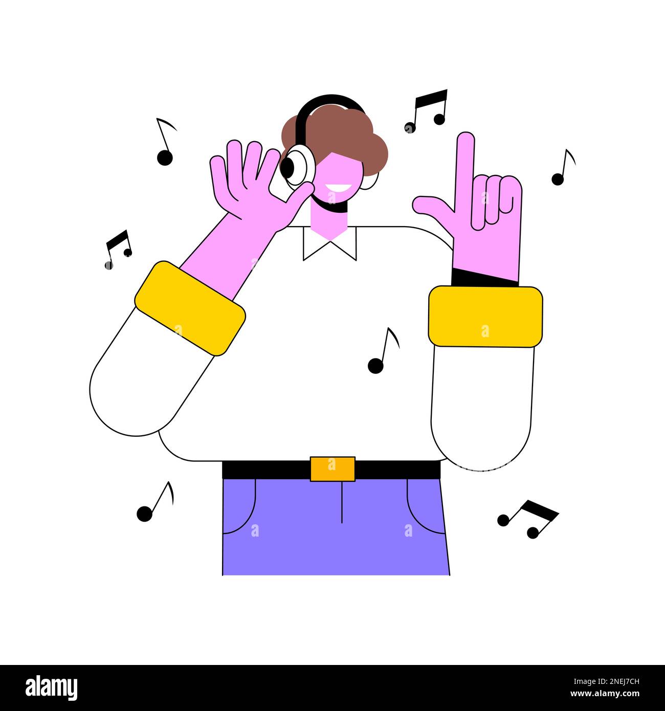 Headphones isolated cartoon vector illustrations. Man in headphones ...