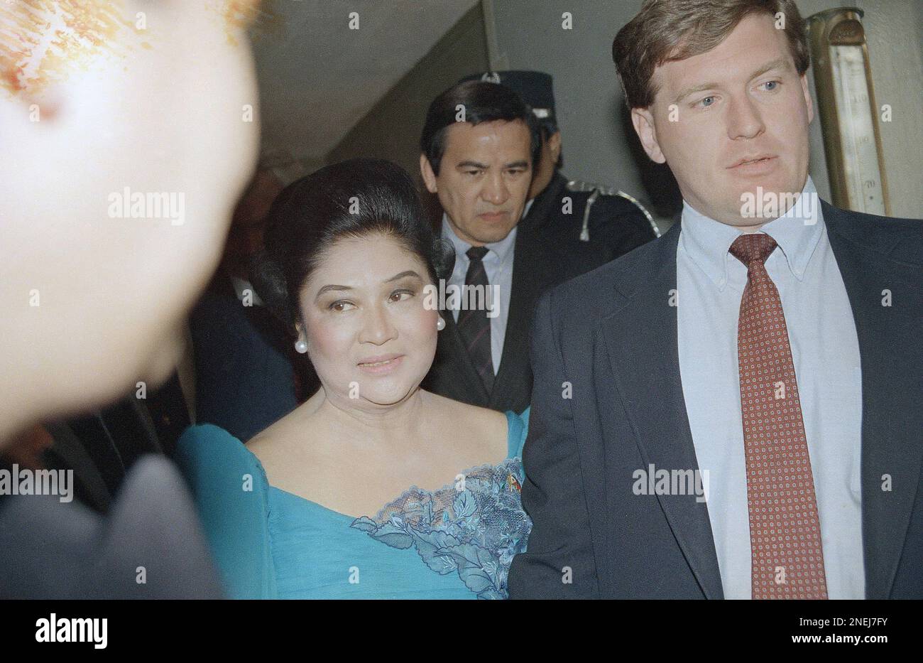 Philippine first lady Imelda Marcos leaves the Waldorf-Astoria Towers ...