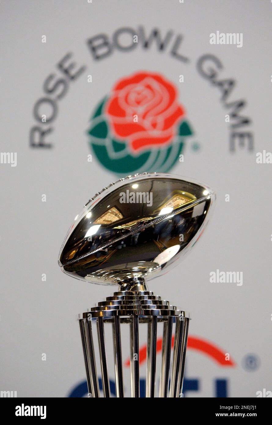 The Leishman Trophy is displayed during a media availability for the ...