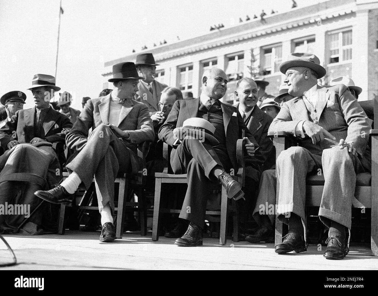 President Franklin Roosevelt at conservation camp, with right, Governor ...