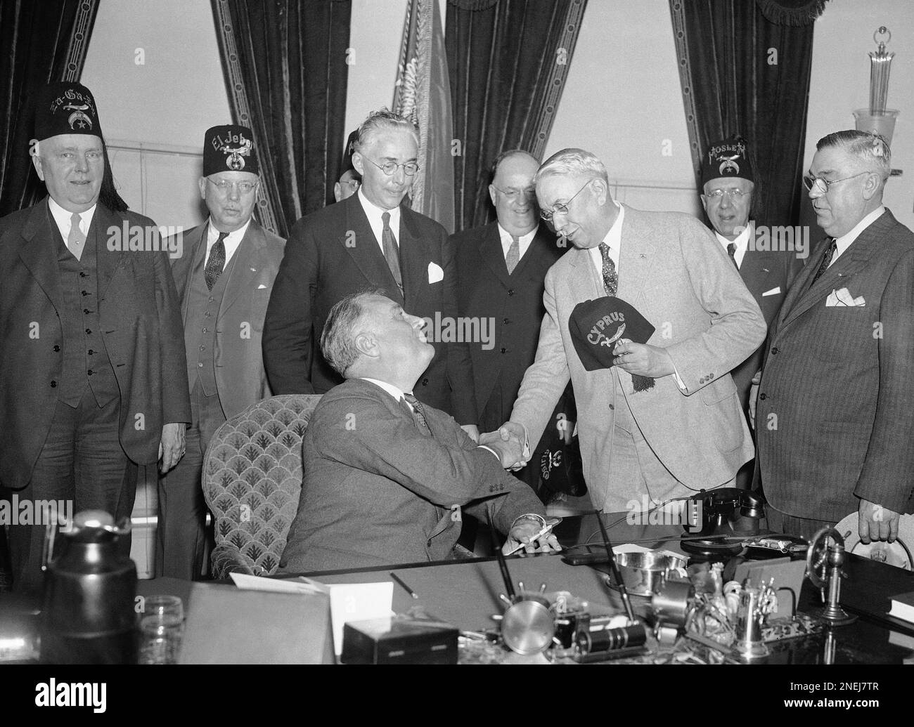 President Franklin Roosevelt is shown on June 7, 1935 as he greeted ...