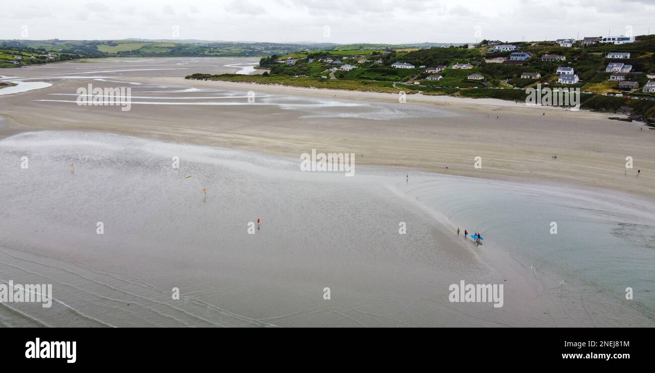 Inchydoney Beach on a cloudy day, view. Seaside landscape. The famous ...