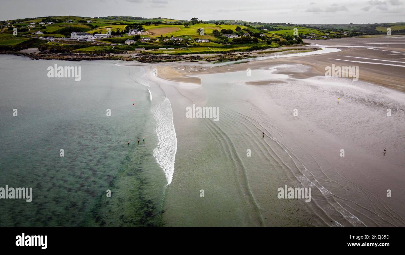 Inchydoney Beach on a cloudy day. Seaside landscape. The famous Irish ...