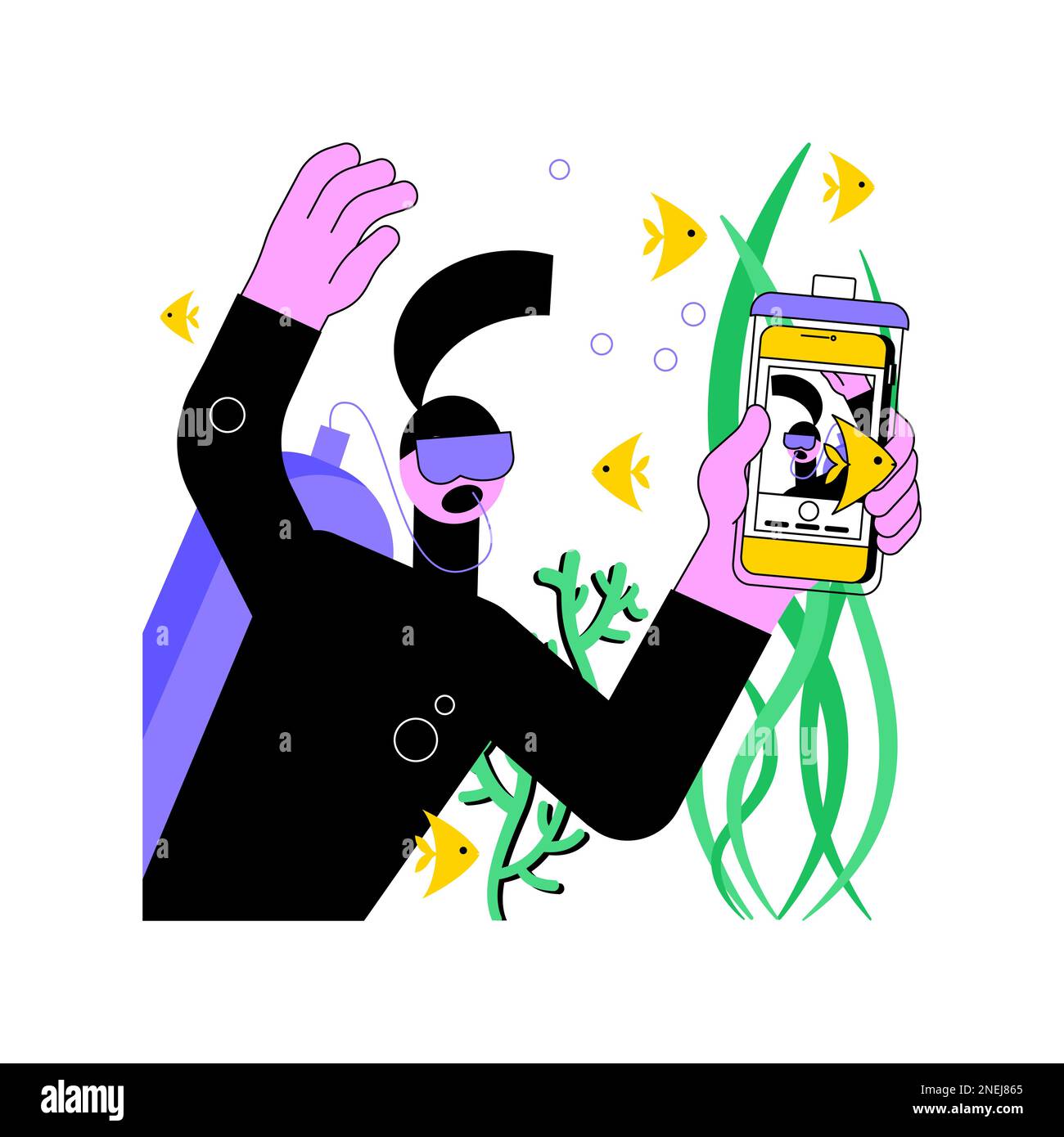 Waterproof pouch isolated cartoon vector illustrations. Woman takes ...