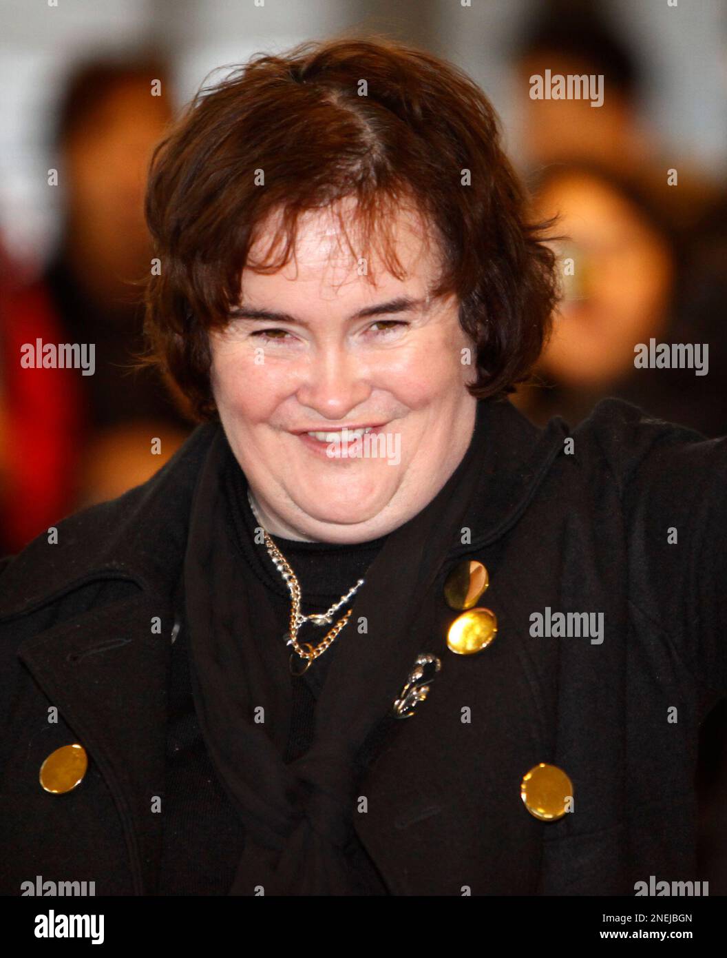 British singer Susan Boyle poses for photographers upon arriving at ...