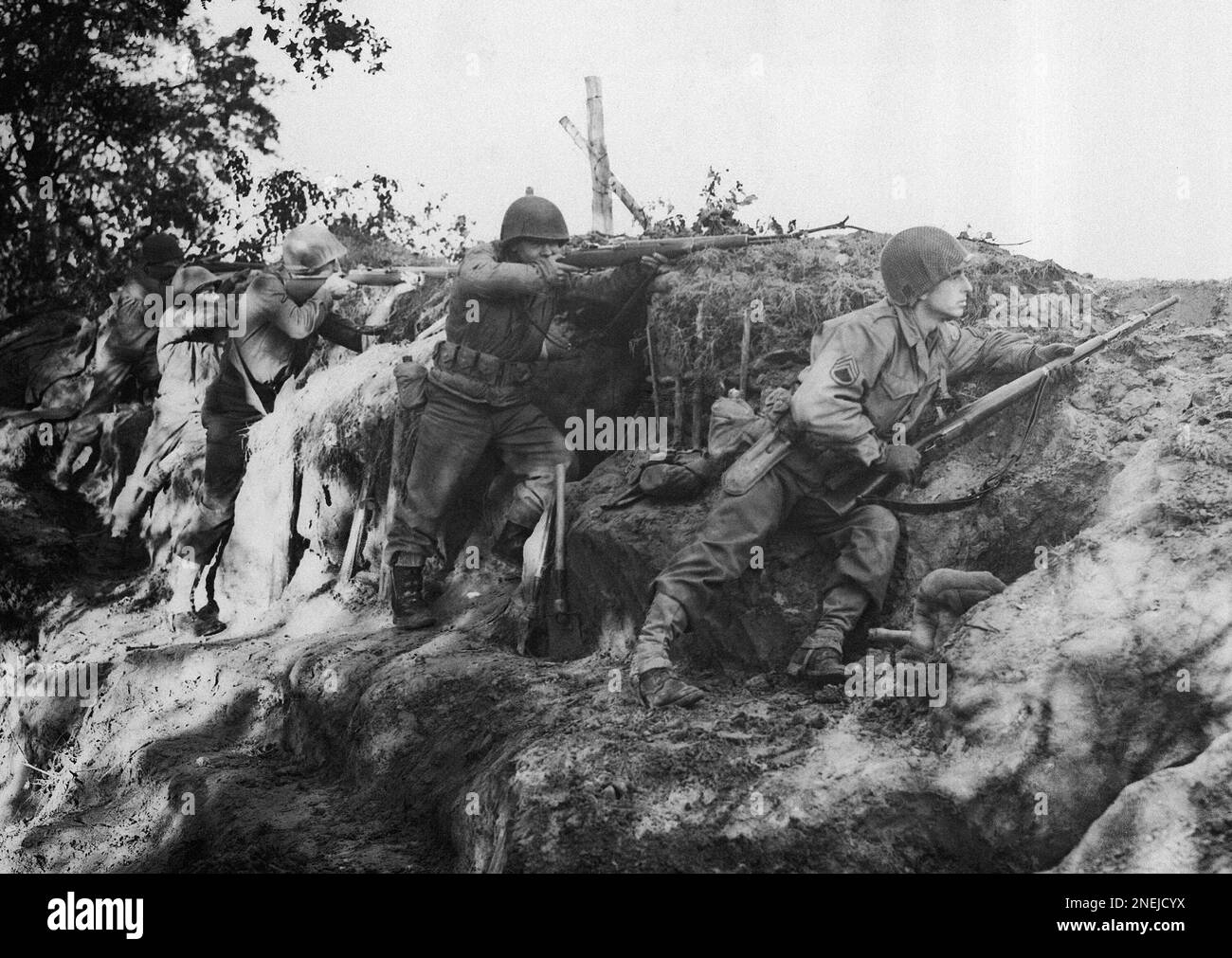 These U.S. troops are 100 yards from the Germans near Alsdorf, Germany ...