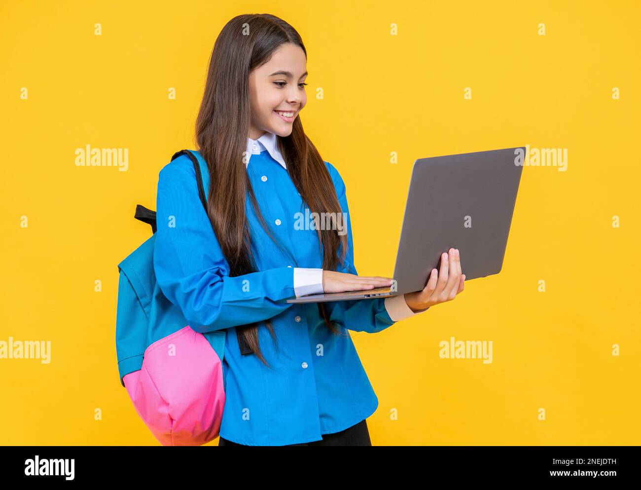 image of school girl has estudy education with laptop. school girl has ...