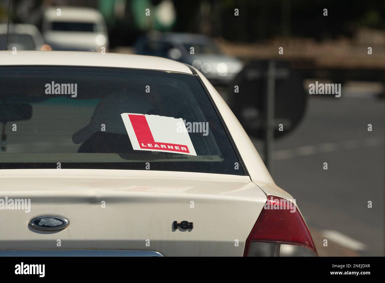 Western Cape, South Africa. 2023. Learner driver with red L sign on ...
