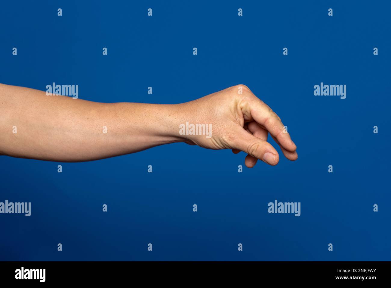 Man hand stretches out to take, arm body part of people isolated on ...