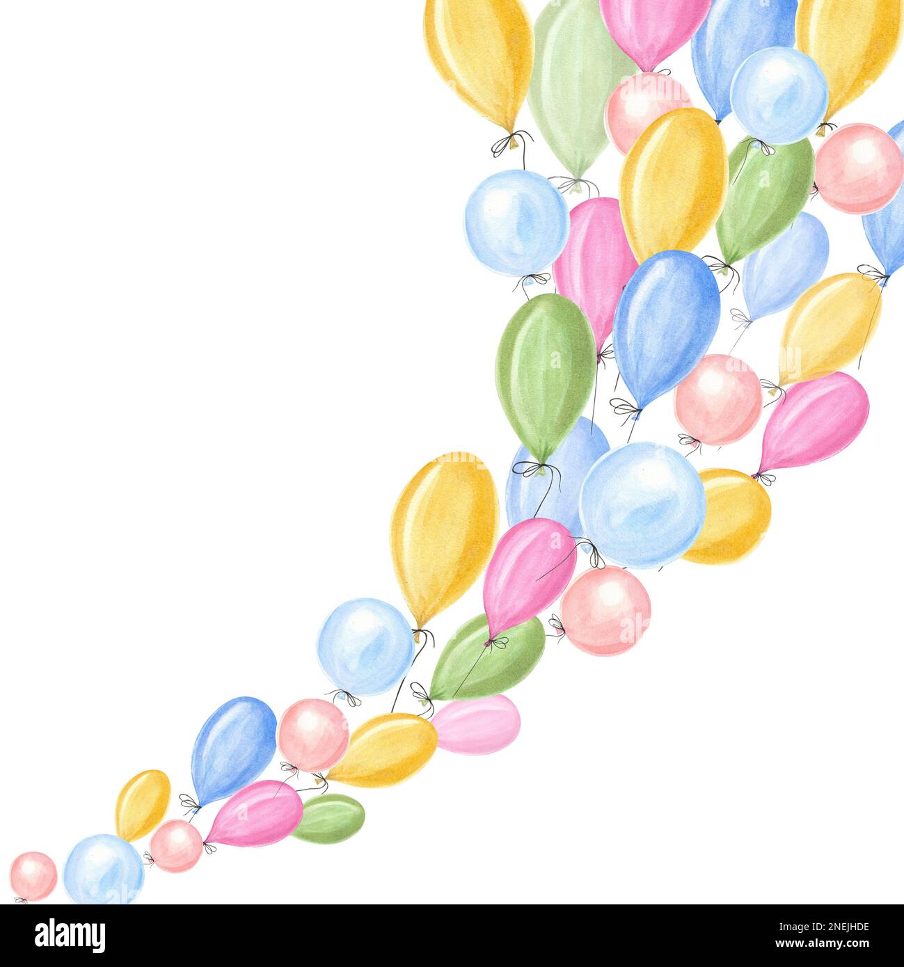 Watercolor colorful ballons isolated on white background. For Save the ...
