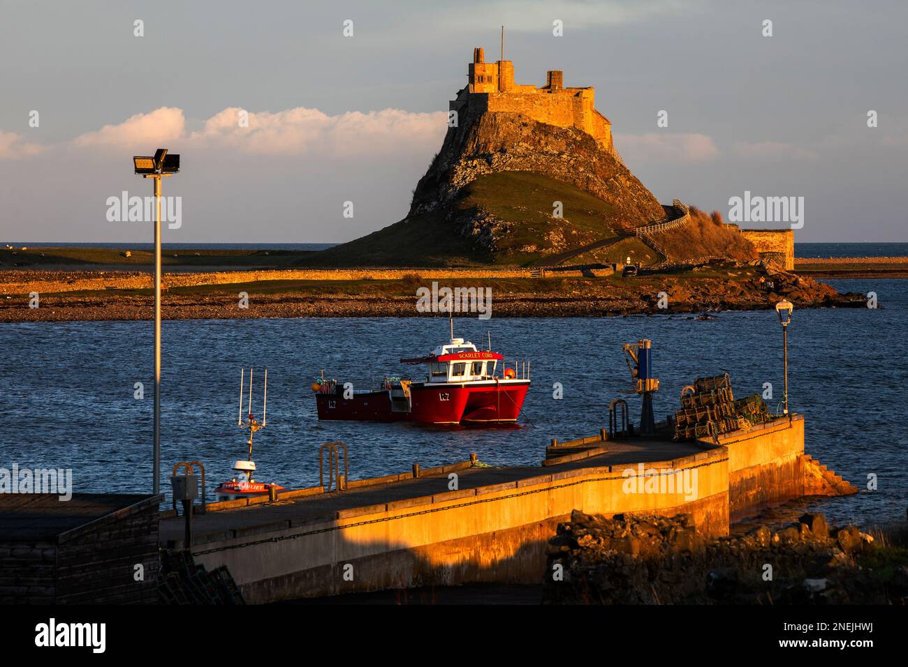 Holy island lindisfarne castle causeway hi-res stock photography and ...