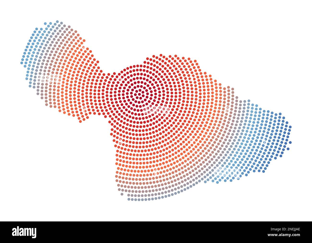 Maui dotted map. Digital style shape of Maui. Tech icon of the island ...