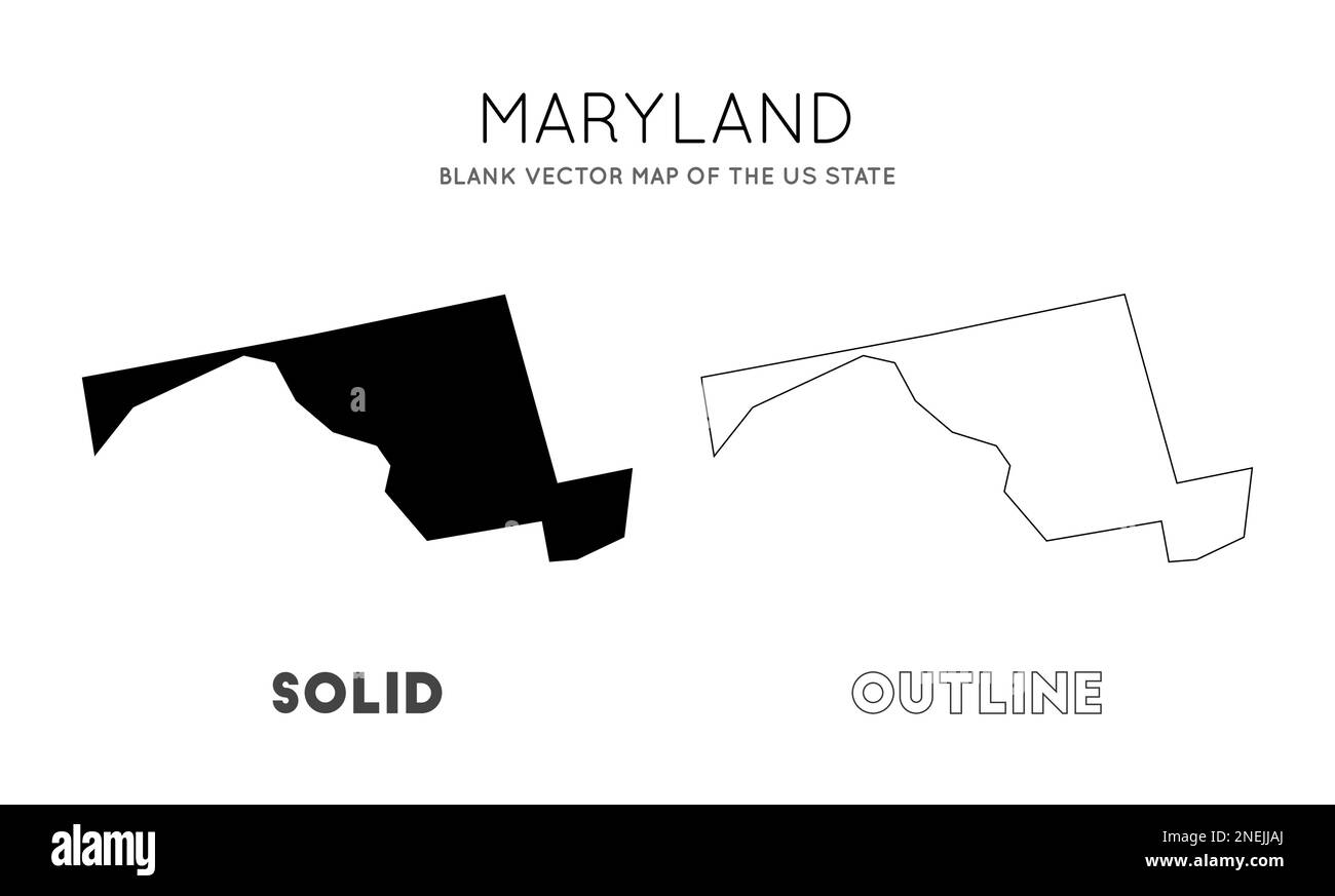Maryland map. Blank vector map of the US State. Borders of Maryland for ...