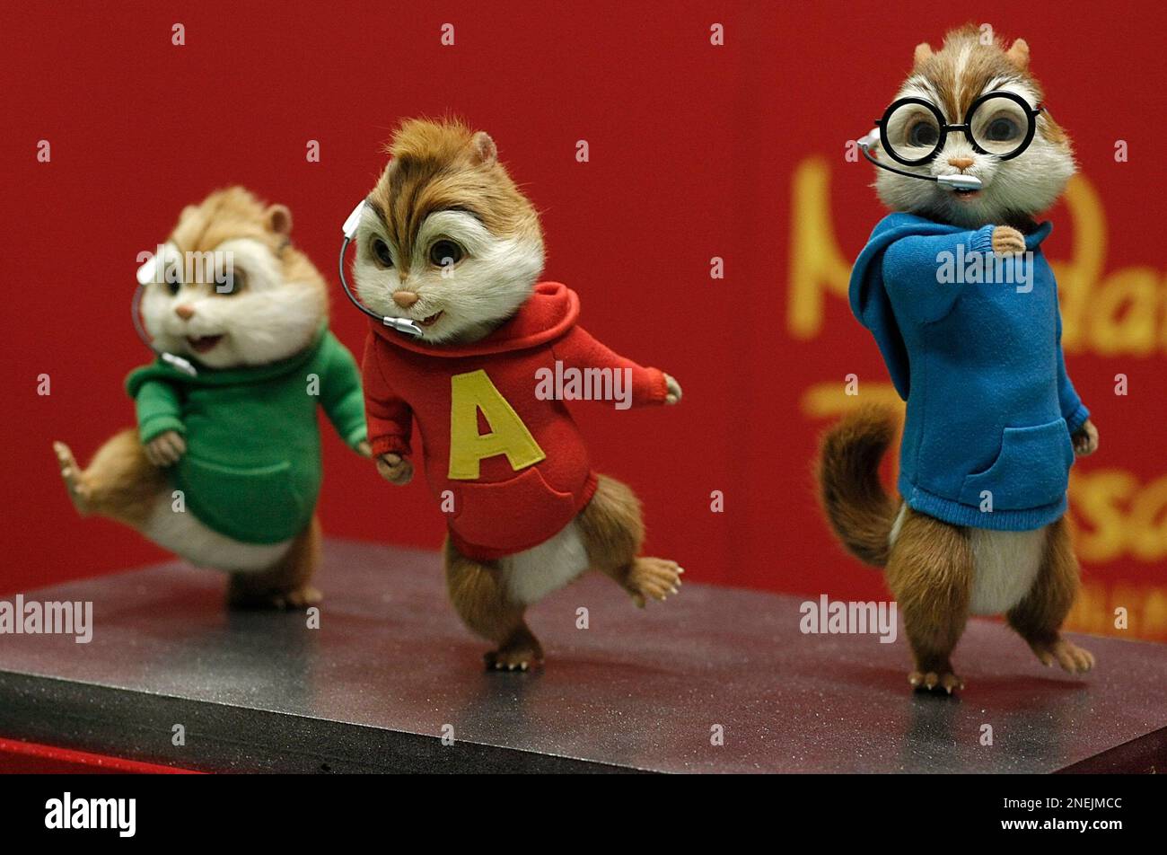 Wax figures of Alvin and the Chipmunks are unveiled at Madame Tussauds ...