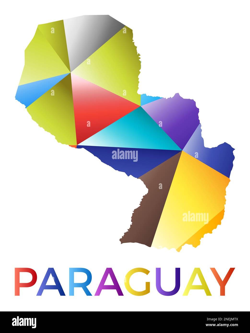 Bright colored Paraguay shape. Multicolor geometric style country logo ...