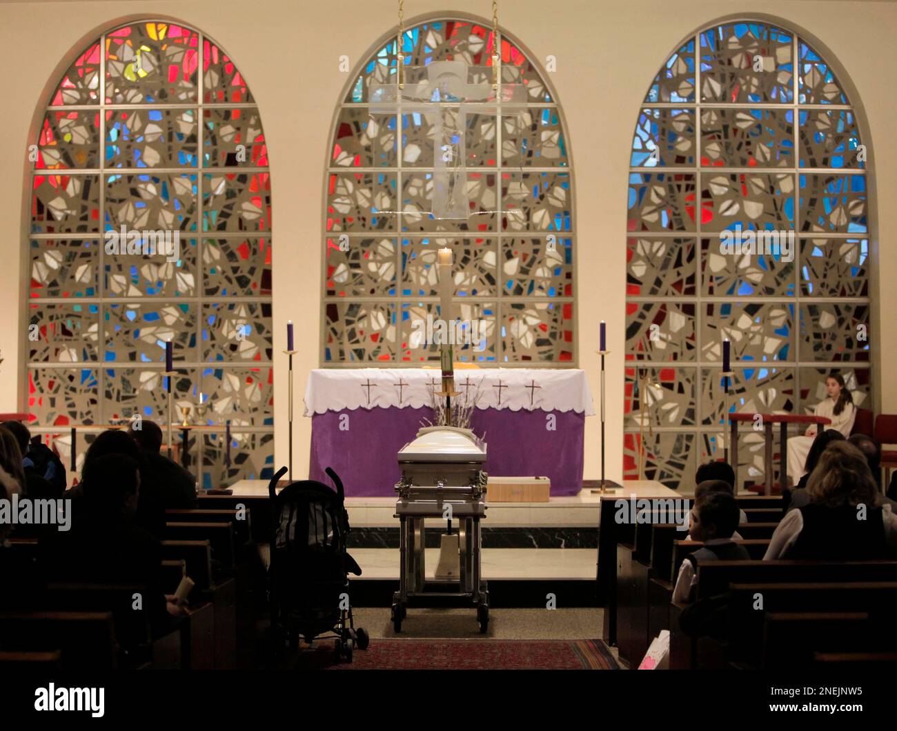 The casket of 4-year-old Danny Stanton rests before the altar at St ...