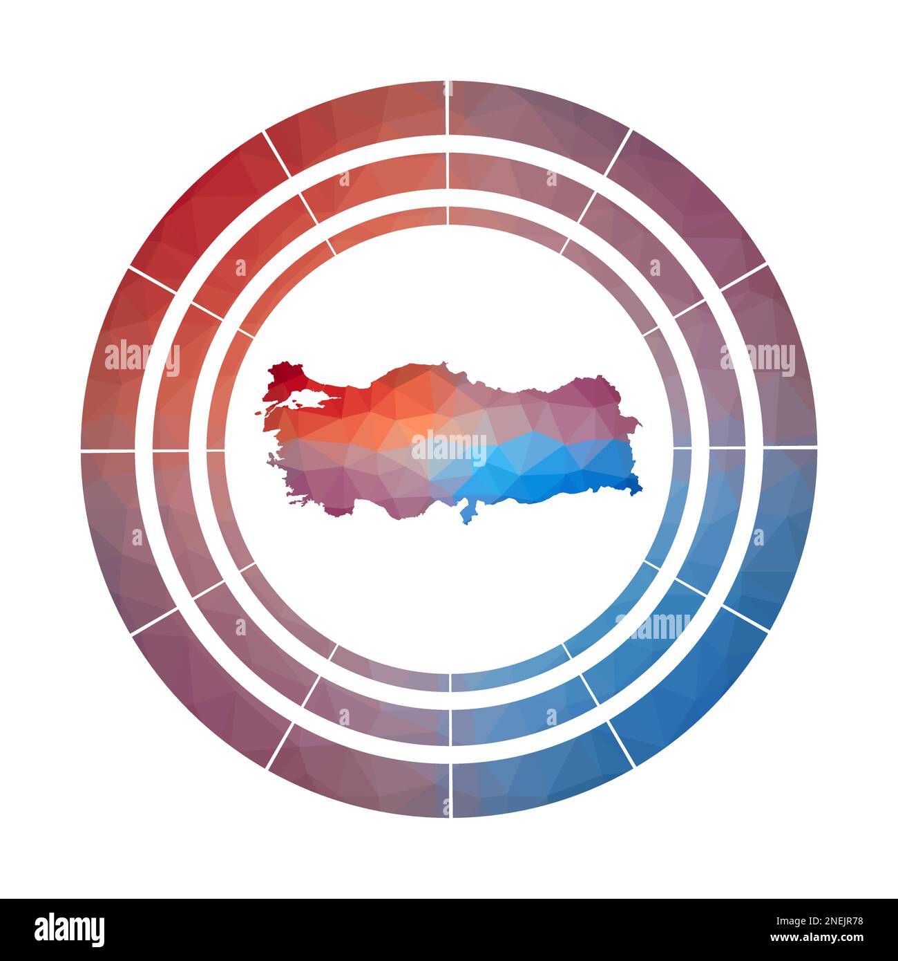 Turkey badge. Bright gradient logo of country in low poly style ...