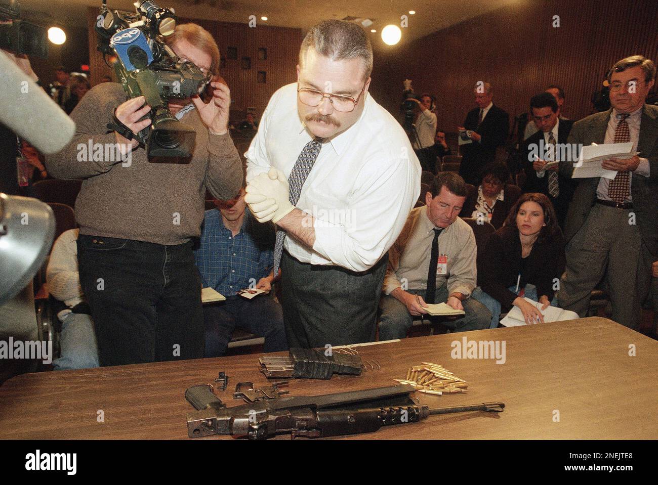 Los Angeles Police Department Det. J. Forsman displays the Ryger semi ...