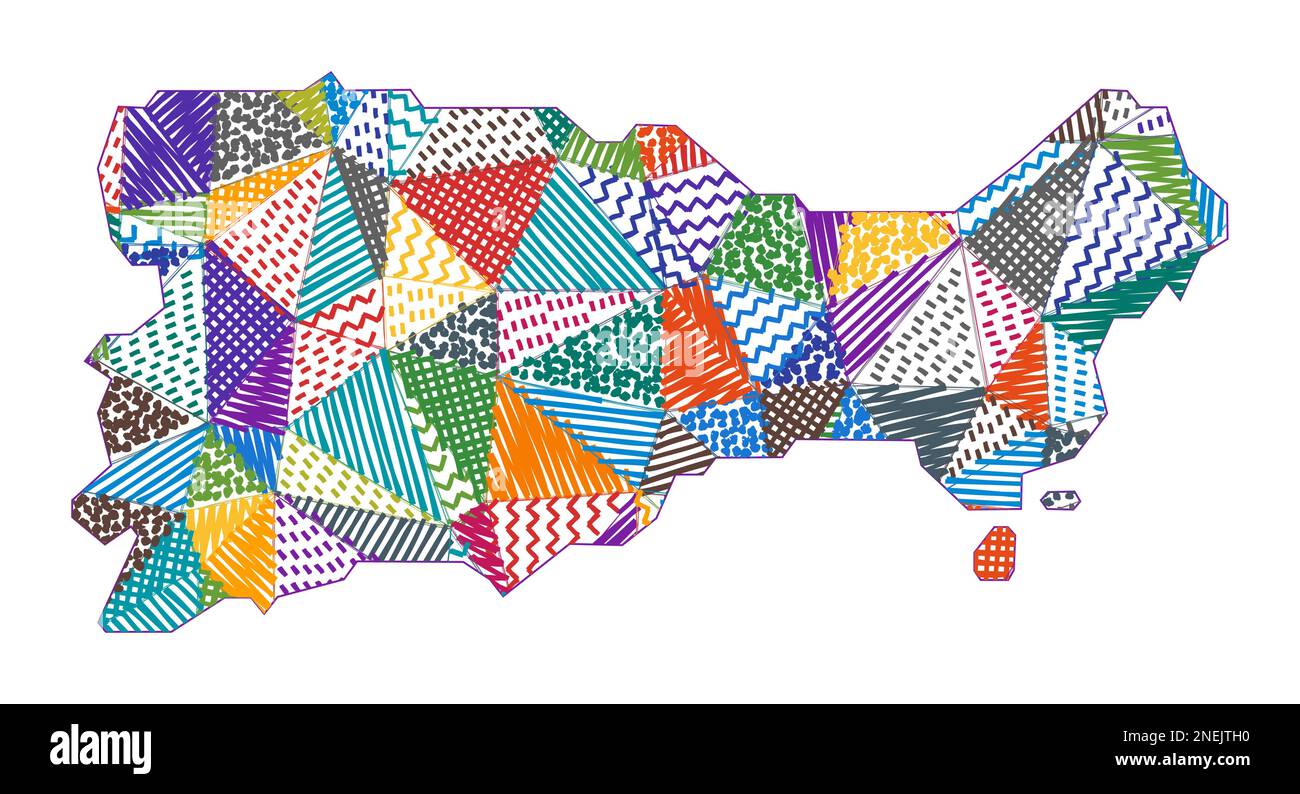 Kid style map of Capri. Hand drawn polygons in the shape of Capri ...
