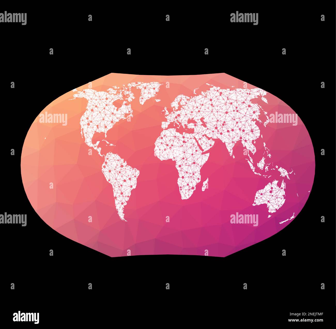 World network map. Ginzburg V projection. Wired globe in Ginzburg 5 ...
