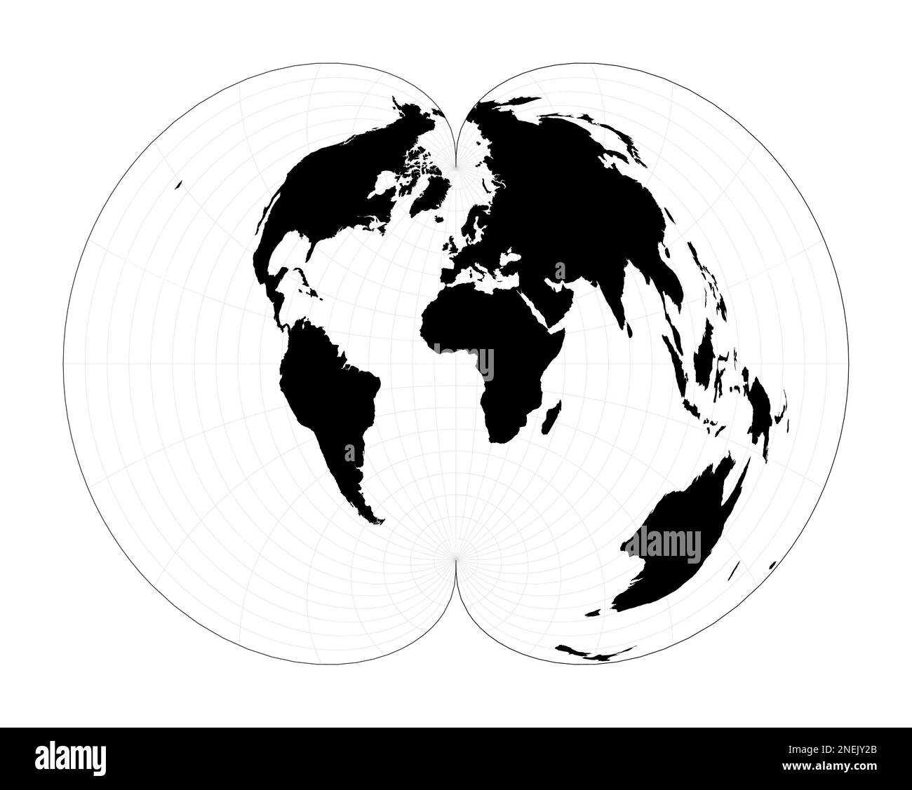 Vector world map. American polyconic projection. Plain world ...