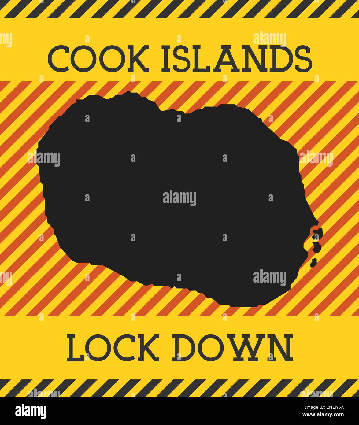 Cook Islands Lock Down Sign. Yellow island pandemic danger icon. Vector ...