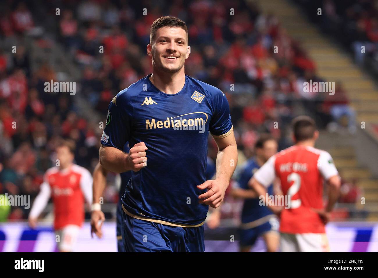 Fiorentina's Luka Jovic celebrates after scoring his side's second goal ...