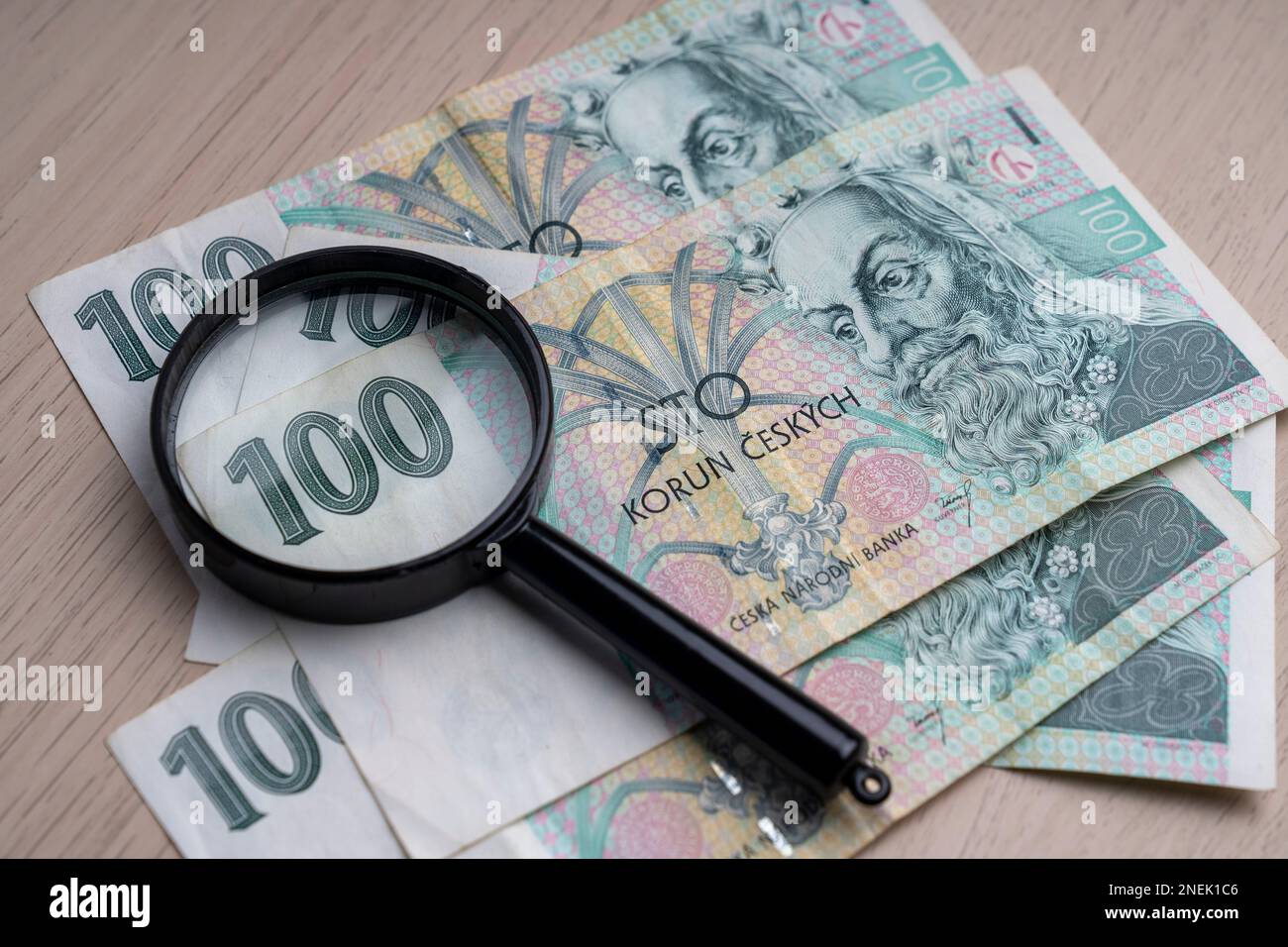 Paper 100 korun banknote of the Czech Republic. King Karel IV or ...