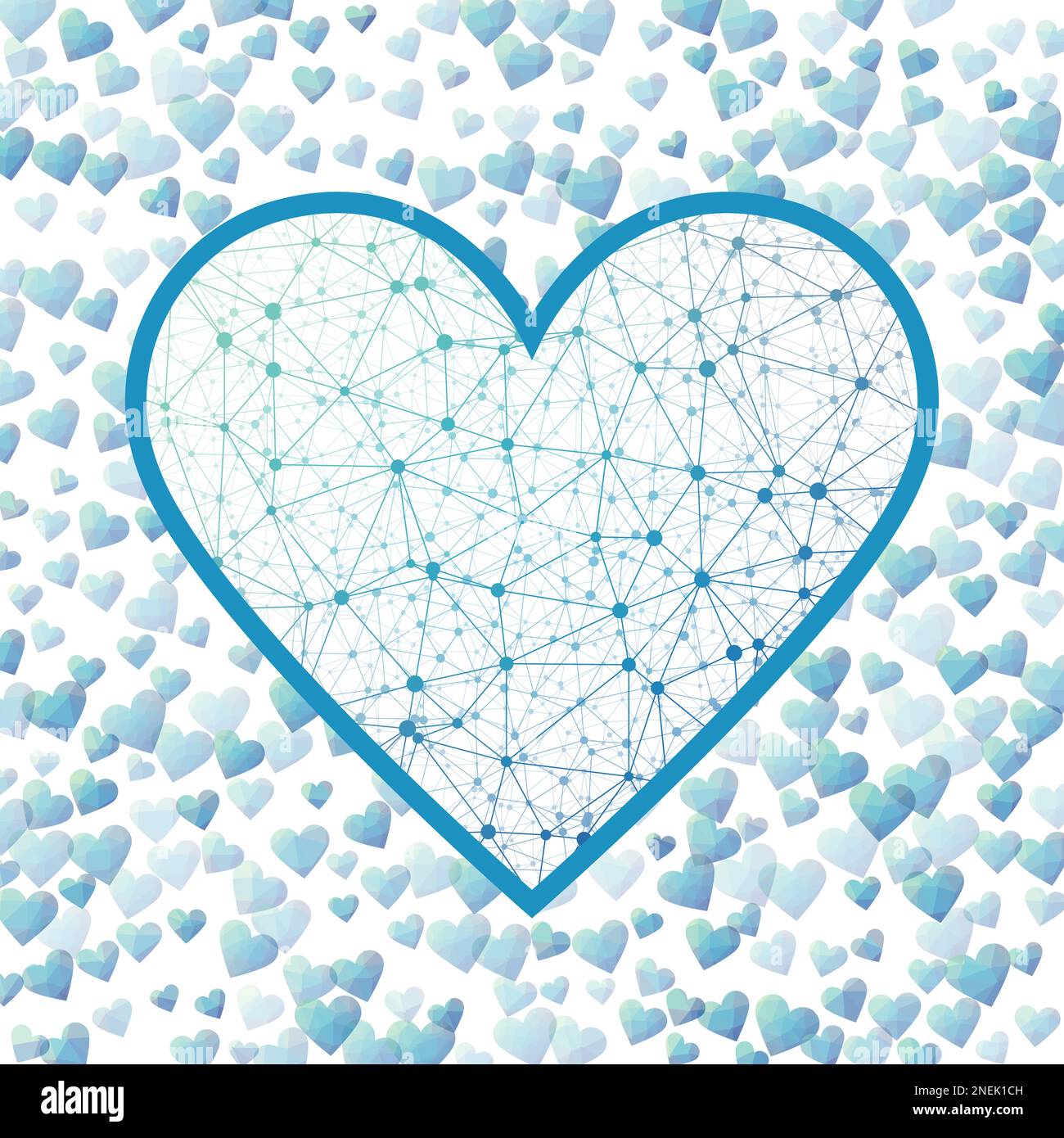 Low Poly Valentine's Day Heart. Geometric heart mesh in yellow, green ...