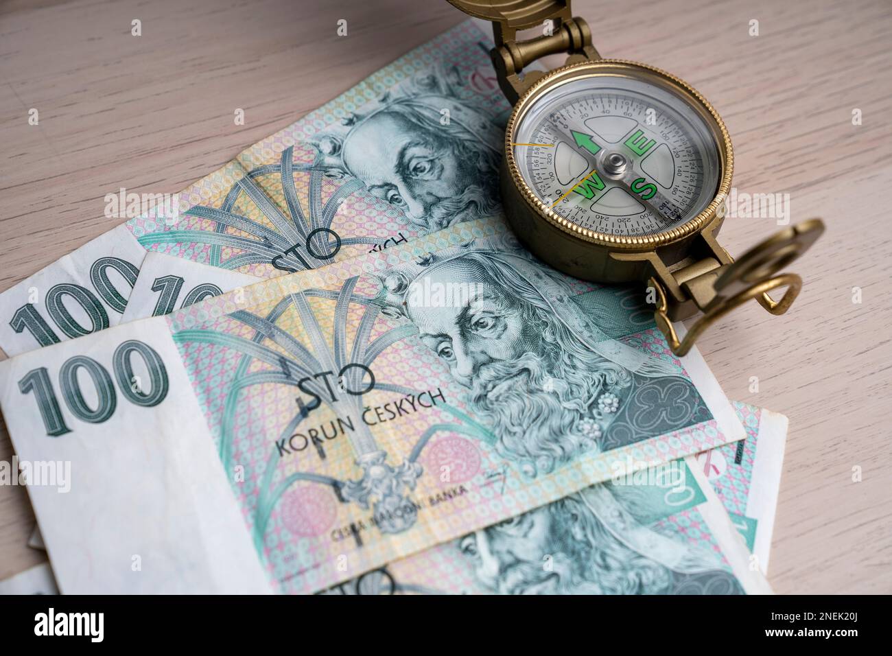 Paper 100 korun banknote of the Czech Republic. King Karel IV or ...