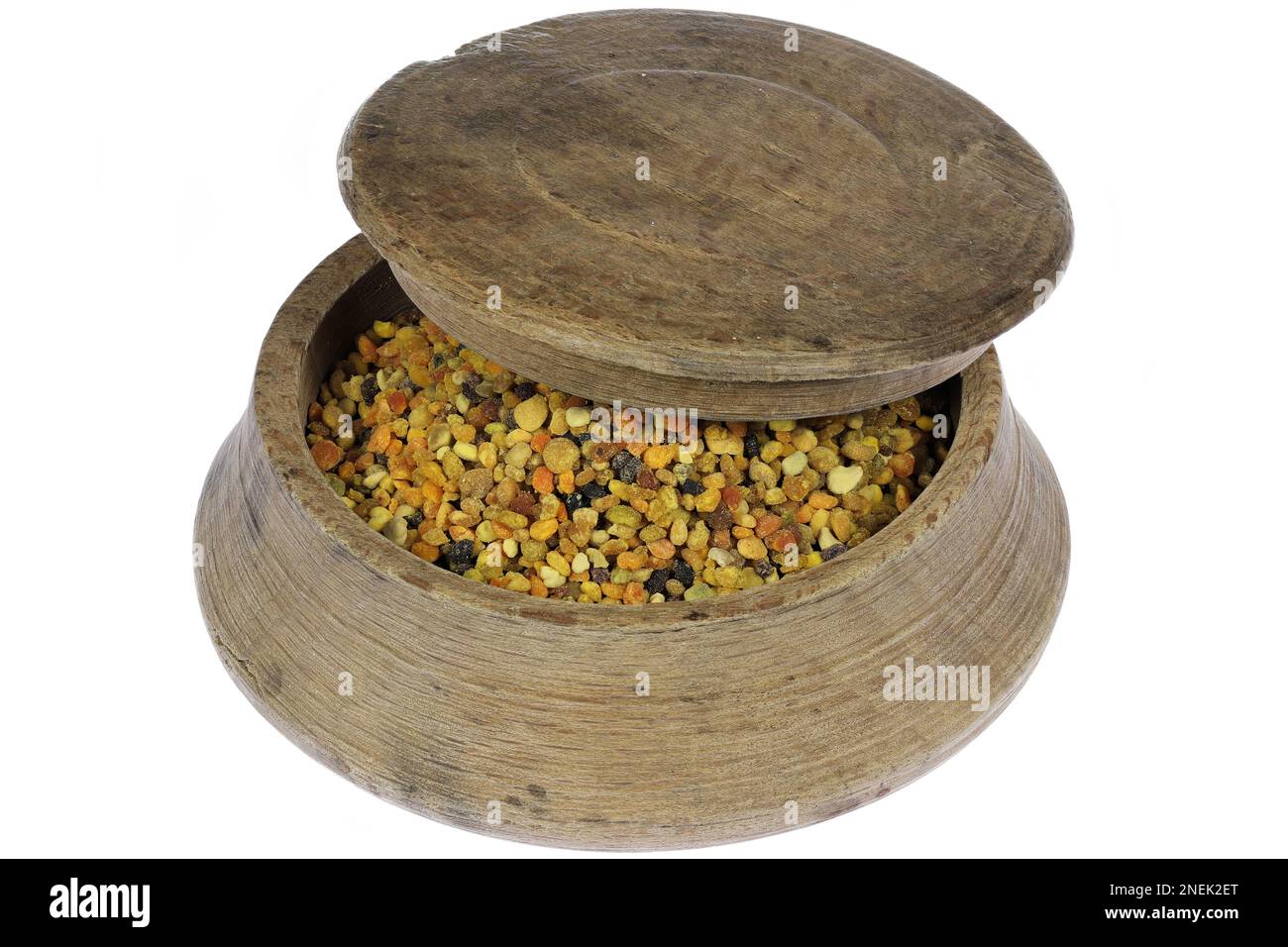 organic bee pollen in a vintage wooden box Stock Photo - Alamy