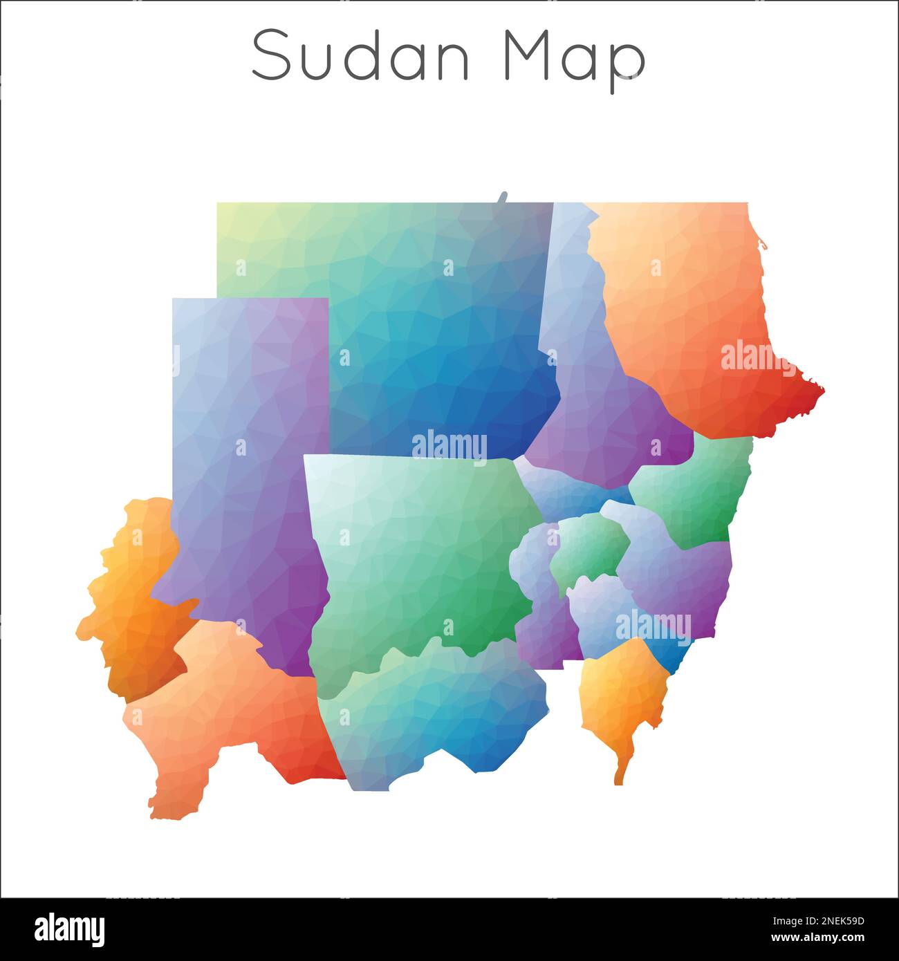 Low poly map of Sudan. Sudan geometric polygonal, mosaic style map ...