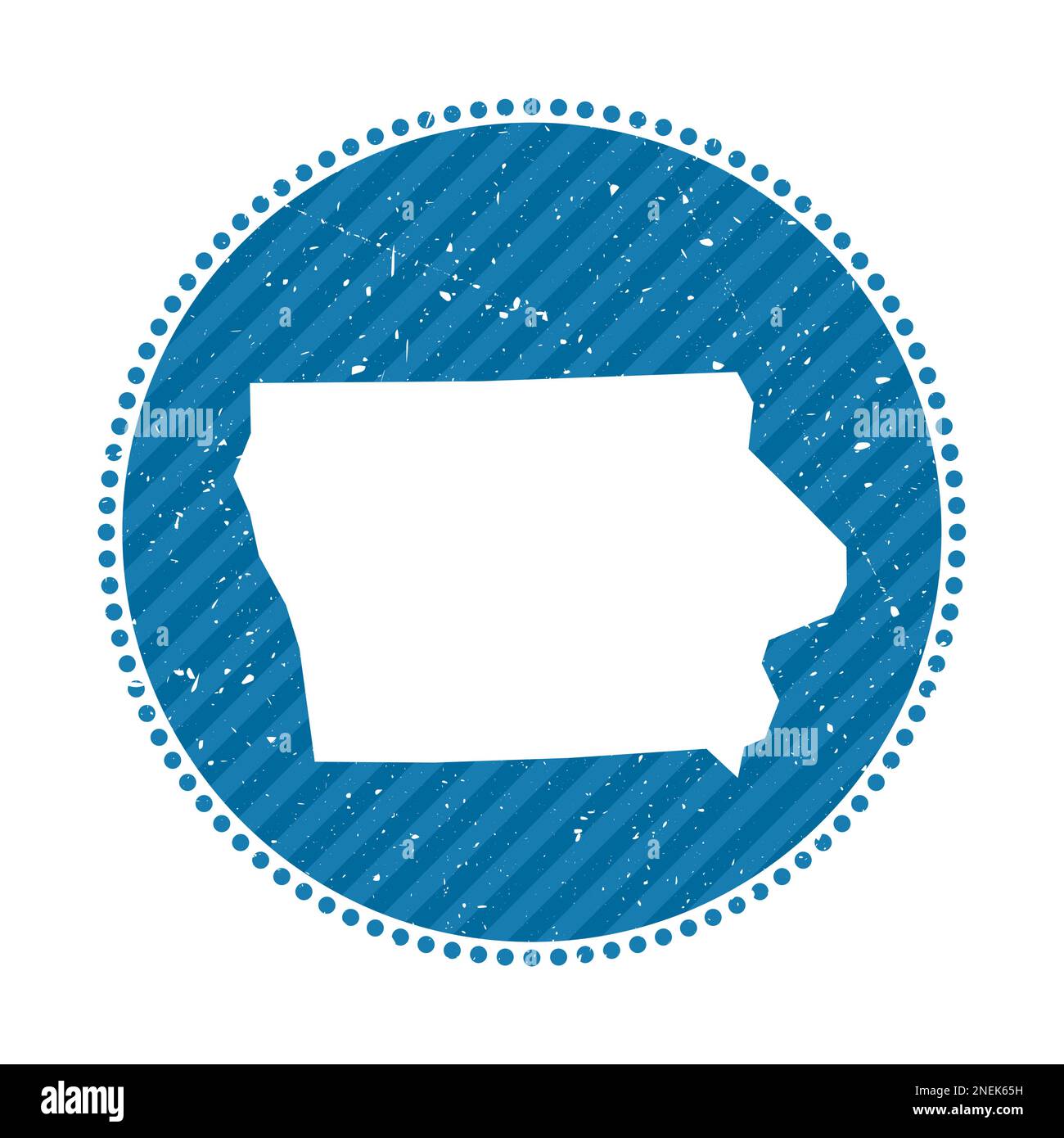 Iowa striped retro travel sticker. Badge with map of US state, vector ...