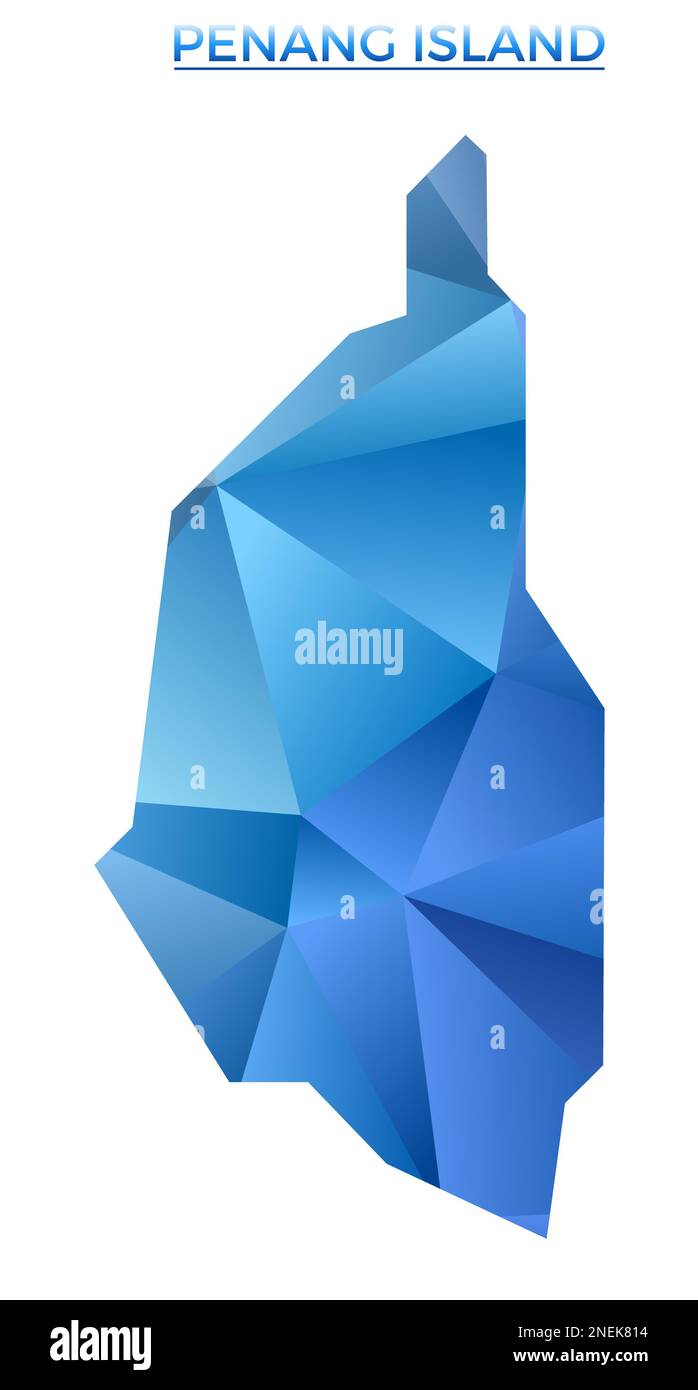 Vector polygonal Penang Island map. Vibrant geometric island in low ...