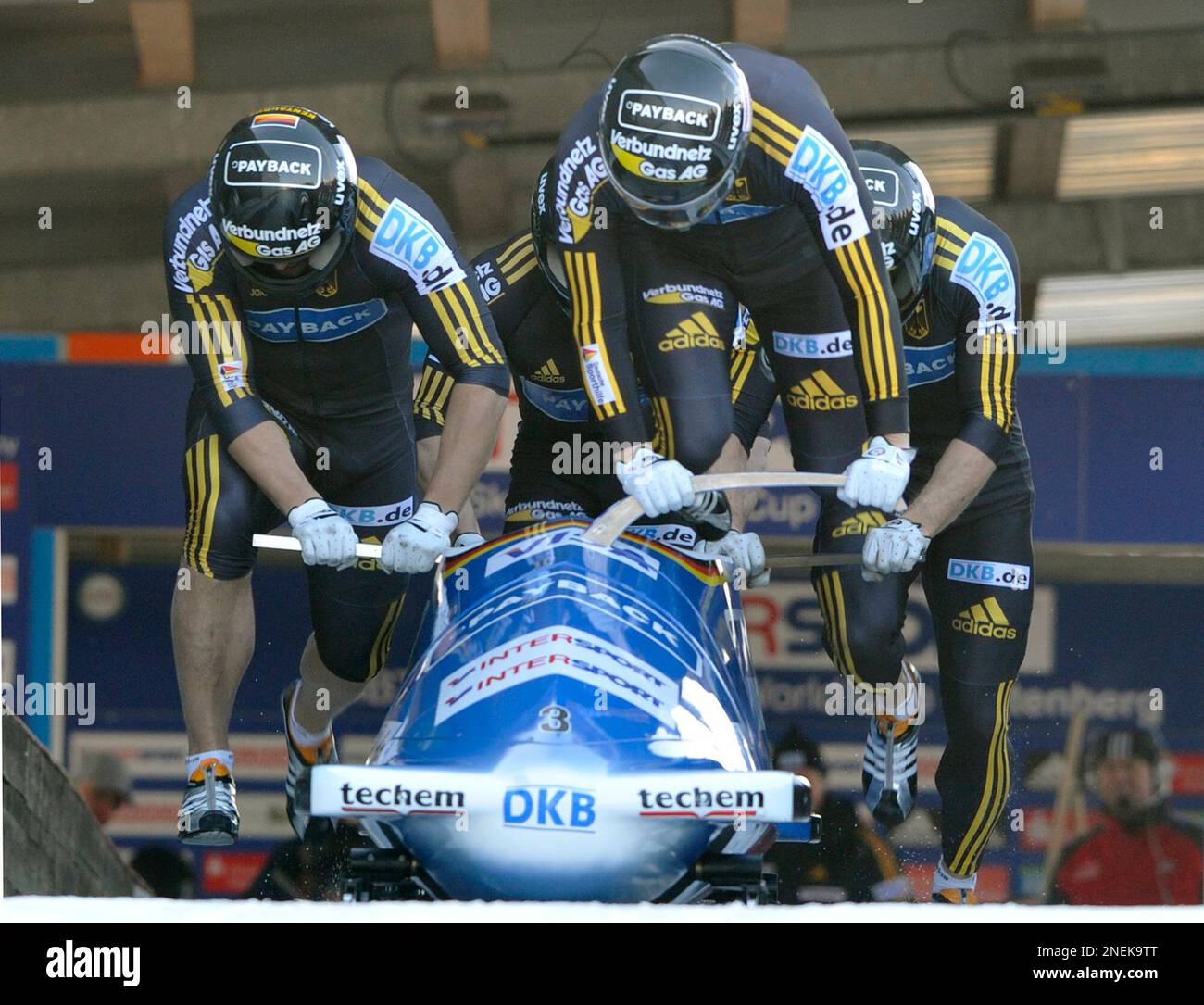 Team Germany 1 with pilot Andre Lange and Rene Hoppe, Kevin Kuske ...