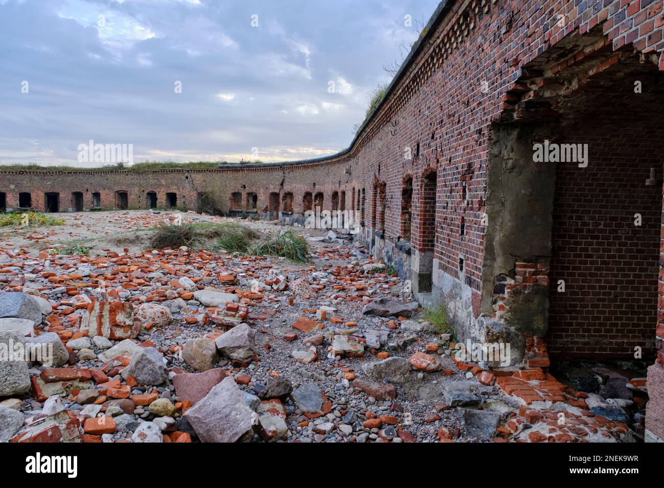 Ruins old ruined red brick fort Stock Photo - Alamy