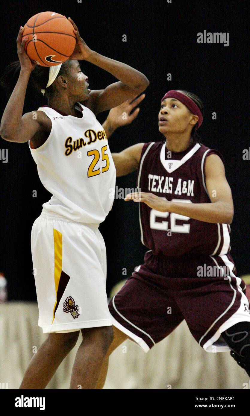 Arizona State's Kimberly Brandon is guarded by Texas A&M's Tanisha ...